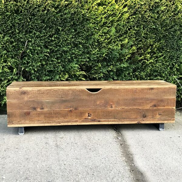 Industrial Reclaimed Wood Bench With Storage Compartment - Heyl Interiors
